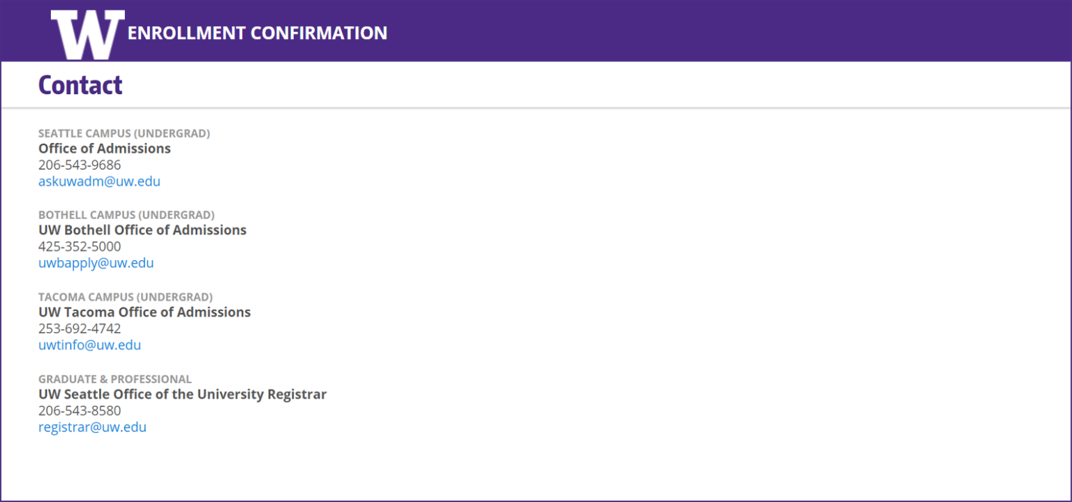 Enrollment Confirmation Deposit | OUR