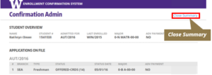 Enrollment Confirmation System Administration | OUR
